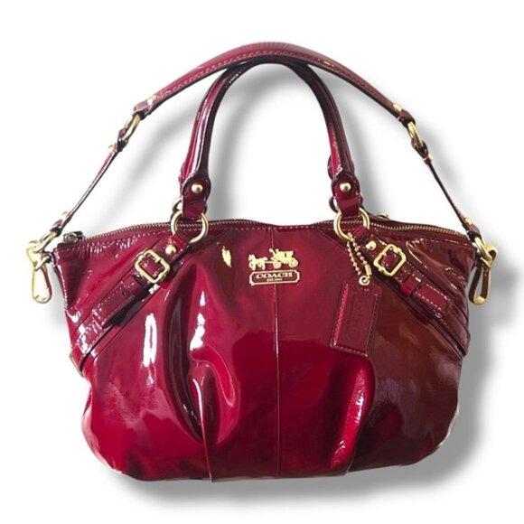 Coach | Bags | Womens Coach Madison Sophia Red Patent Leather Satchel ...